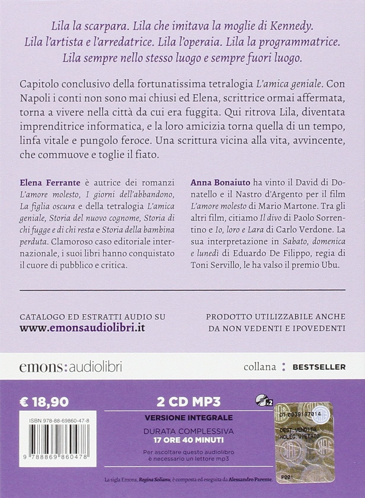 Storia della bambina perduta. L'amica geniale letto da Anna Bonaiuto ...